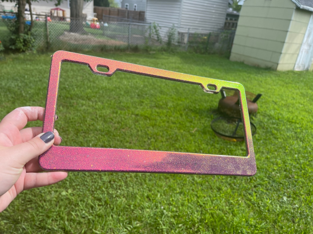 Neon Chrome License Plate Frame | Chameleon Glitter License Plate Frame ...