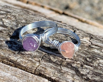 Gemstone Wire Rings Silver - Etsy