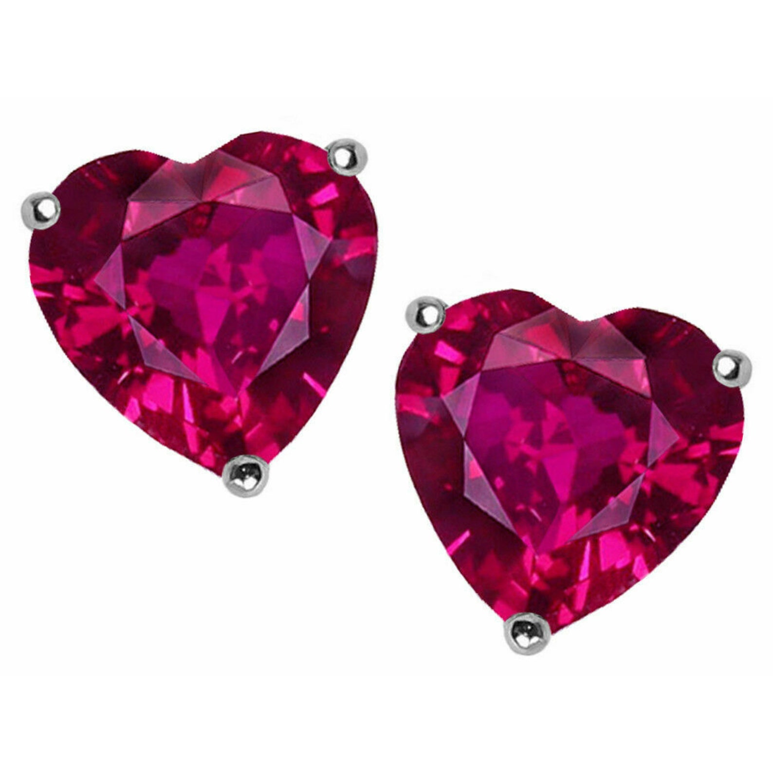 Ruby Heart Stud Earrings in Solid Sterling Silver | Etsy