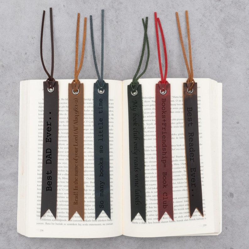 Personalized Custom Leather Bookmark, Leather Bookmark, Father's Day ...