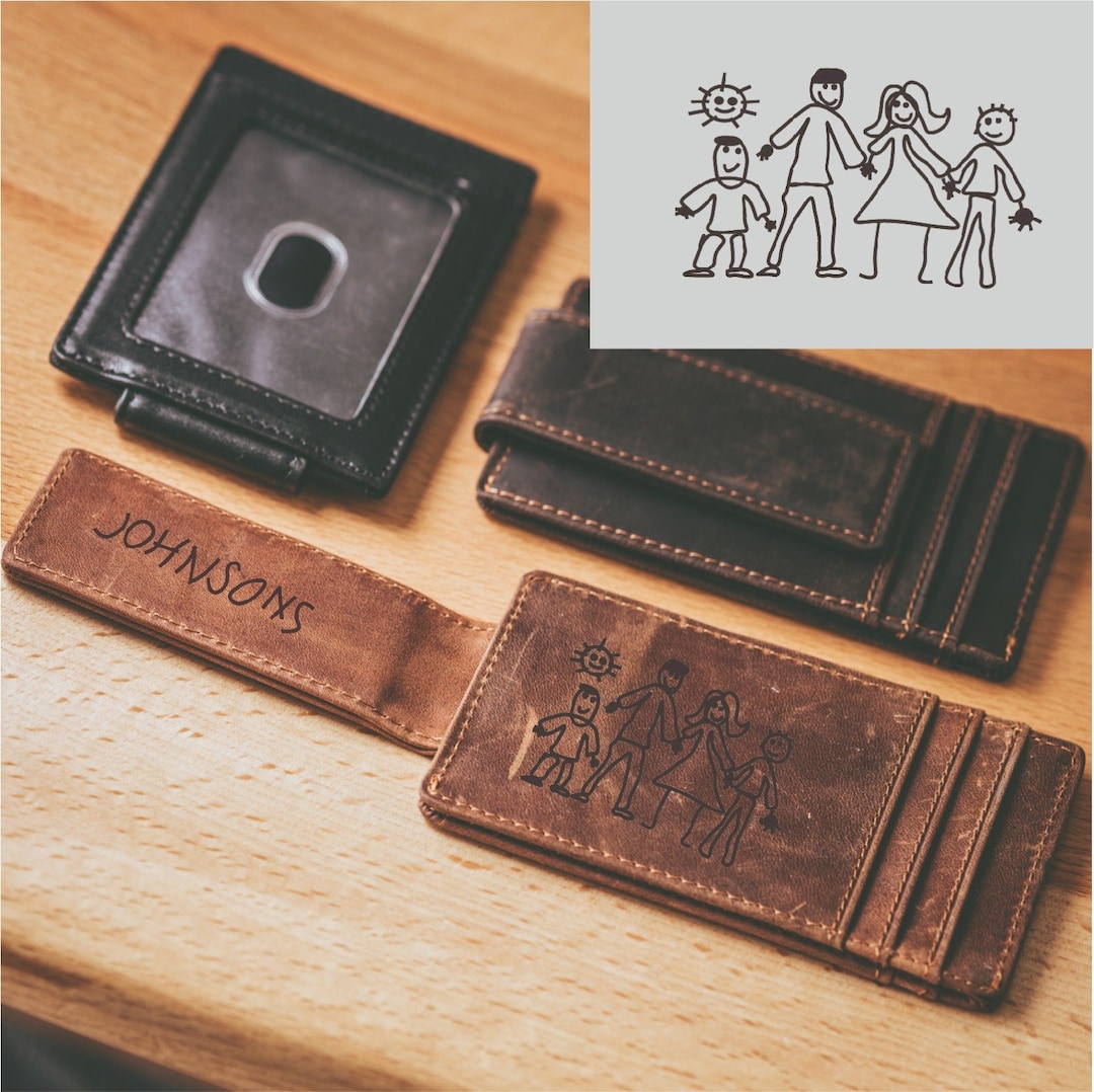 Customized Money Clip, Kid Drawing Dad Wallet, Engraved Christmas Gift ...