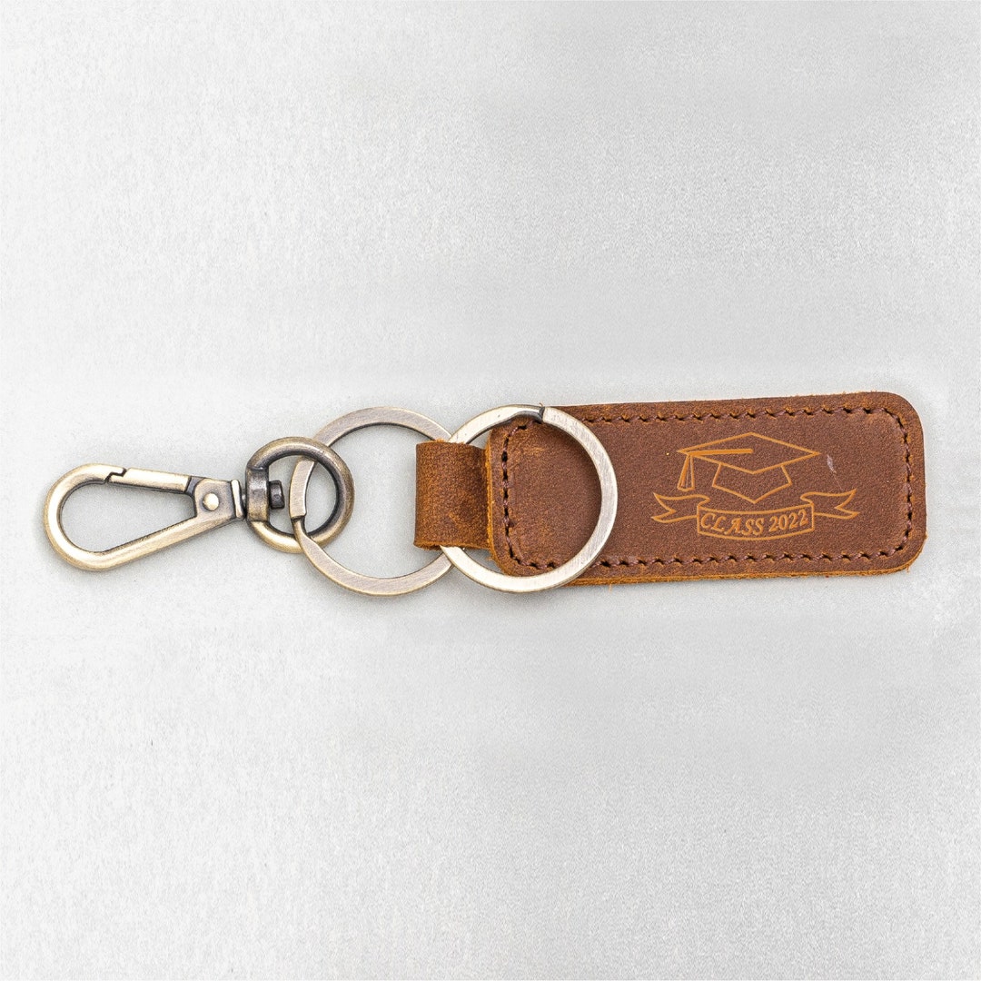 Personalized Leather Keychain, Custom Logo Keychain, Graduation Gift ...