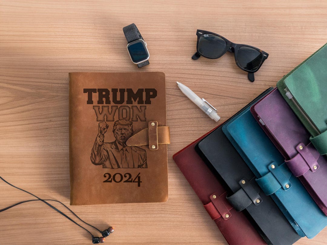 Genuine Leather Trump Won Journal, REFILLABLE Personalized - Custom ...