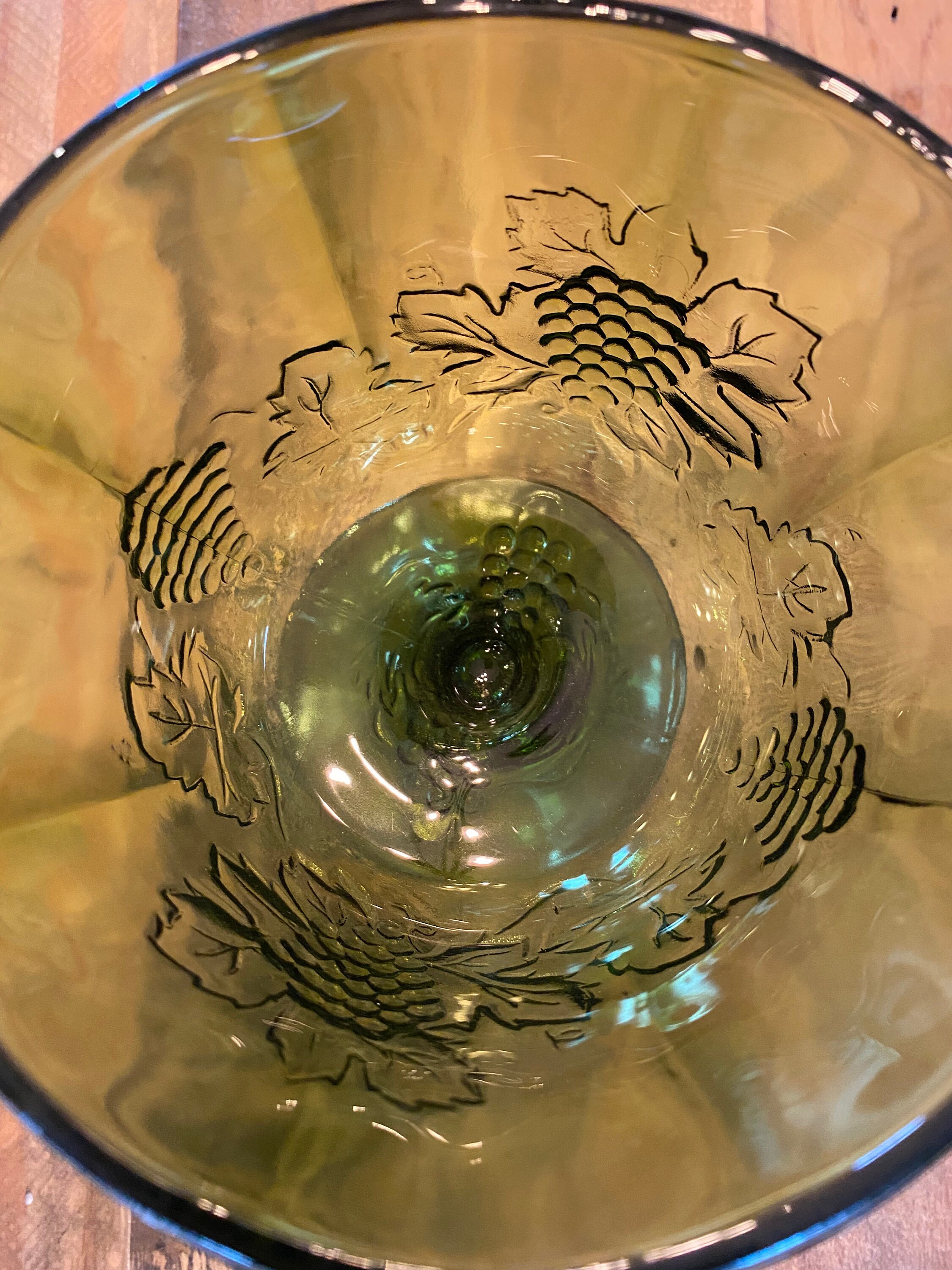 Avocado Green Depression Glass Pedestal Compote Bowl - Etsy