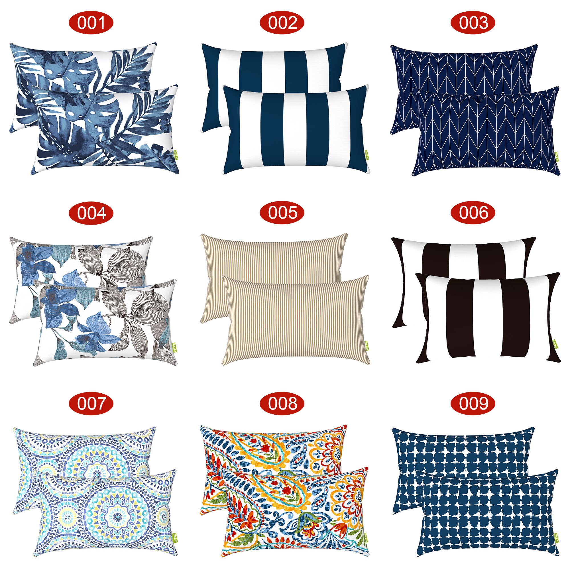 Outdoor/indoor Lumbar Pillows Decorative Patio Lumbar - Etsy