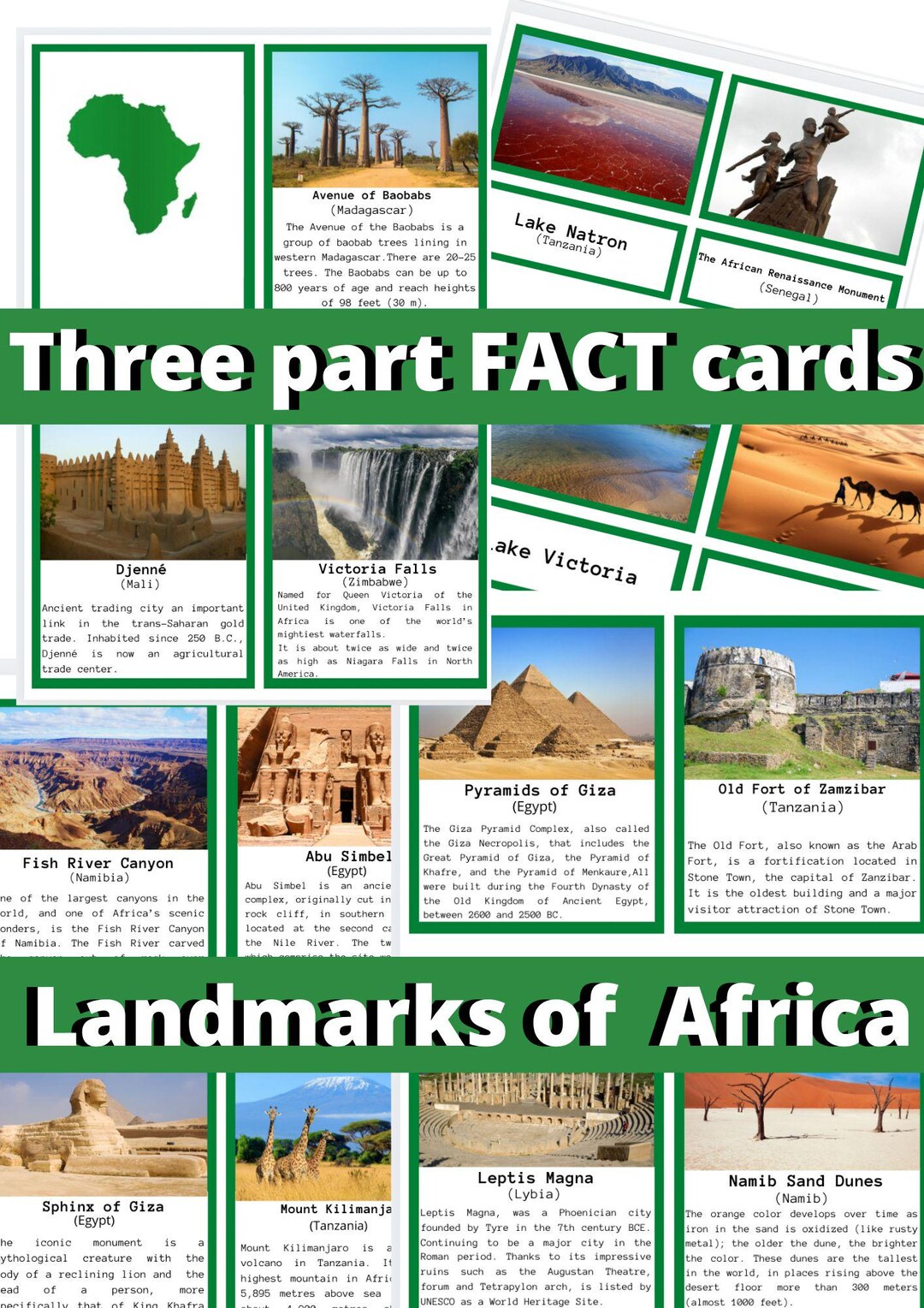 MONTESSORI INSPIRED Landmarks of Africa 3 Part Card - Etsy