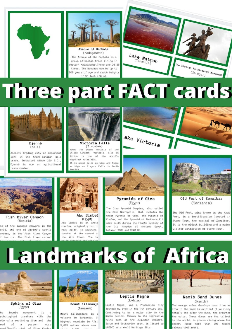 MONTESSORI INSPIRED Landmarks of Africa 3 Part Card - Etsy