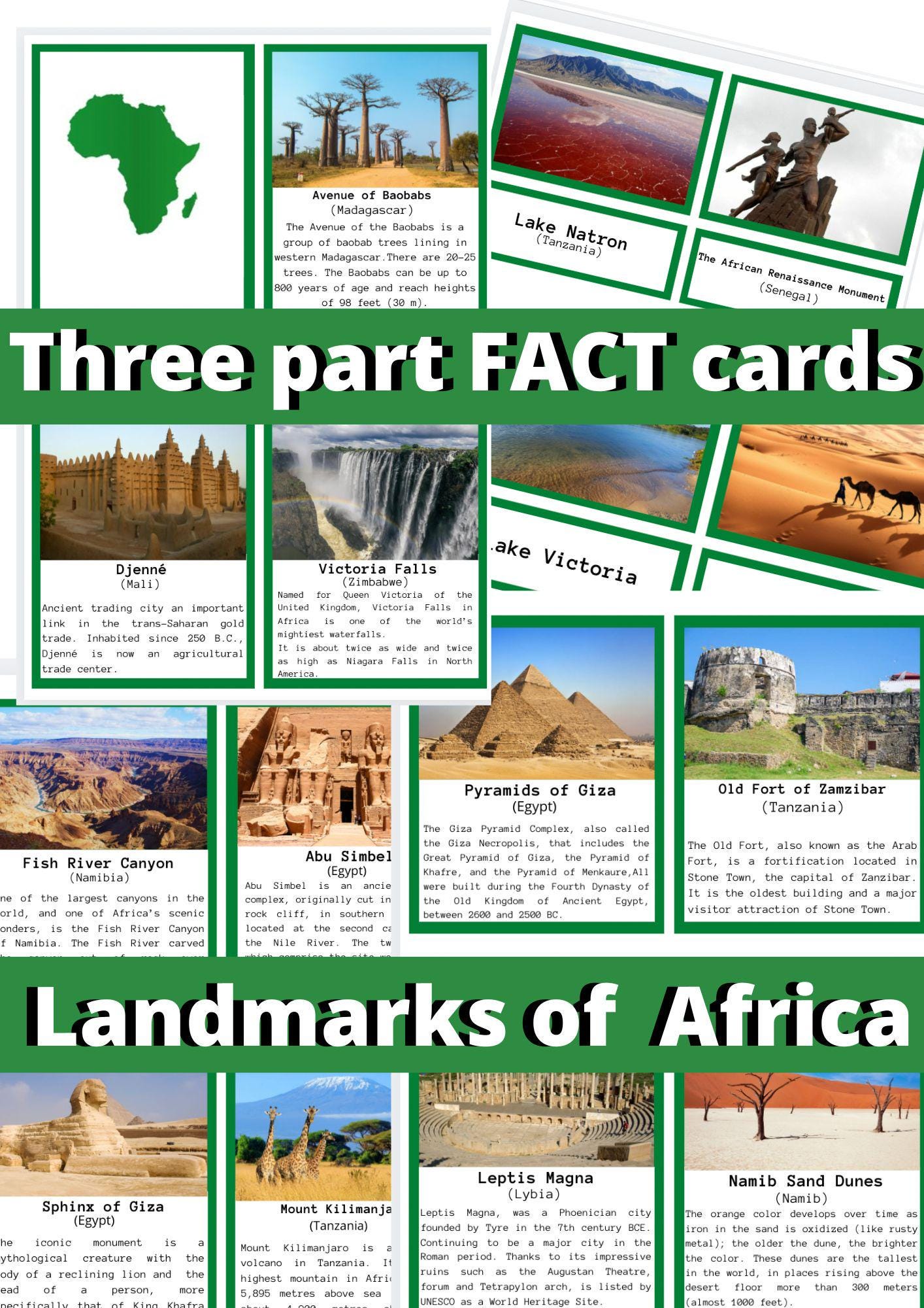 MONTESSORI INSPIRED Landmarks of Africa 3 Part Card - Etsy