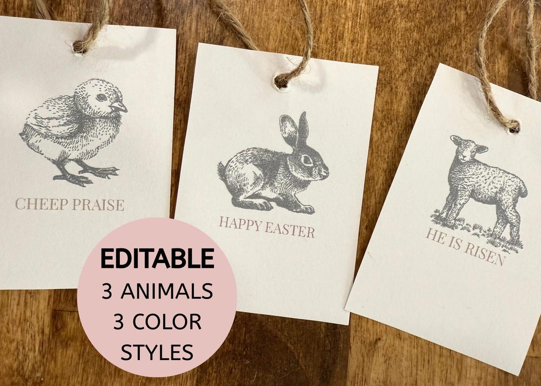 Minimalistic Easter Gift Tag Template - Easter Gift Tag, Treat Bag Tag ...
