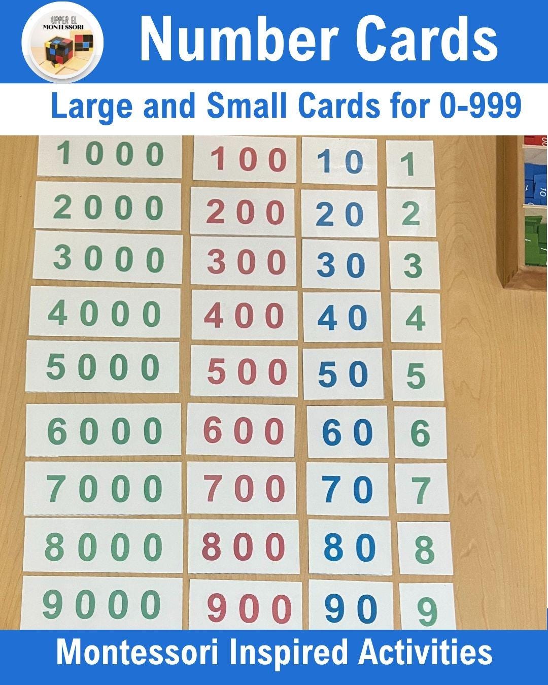 Montessori Math Large & Small Number Cards: Make 0-9999, Place Value ...