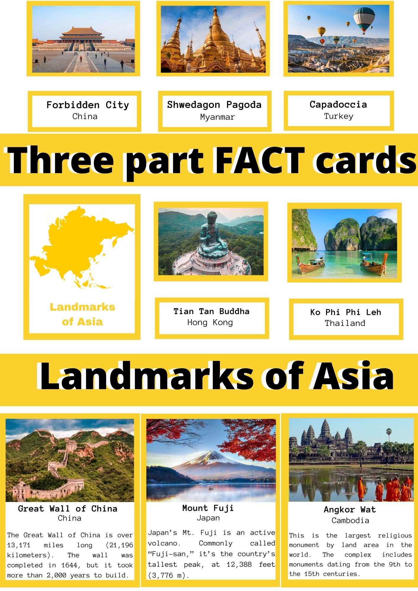 Montessori Inspired Landmarks of Asia 3 Part Fact Cards - Etsy