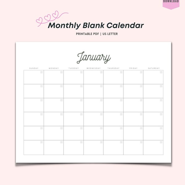 Printable Calendar - Etsy