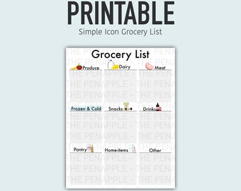 Printable PDF Download Basic Grocery List Template - Etsy