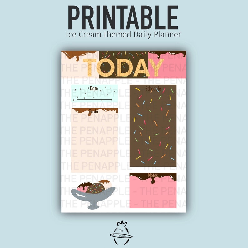 Printable PDF Download Ice Cream Themed Daily Planner - Etsy