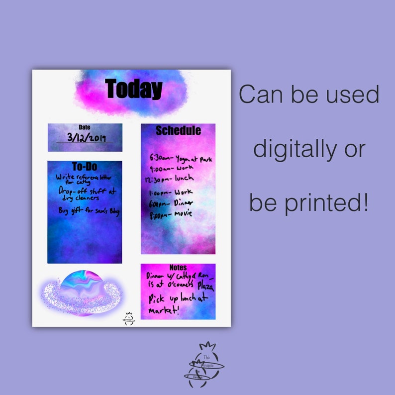 Printable Daily Planner Time Management Galaxy Space - Etsy