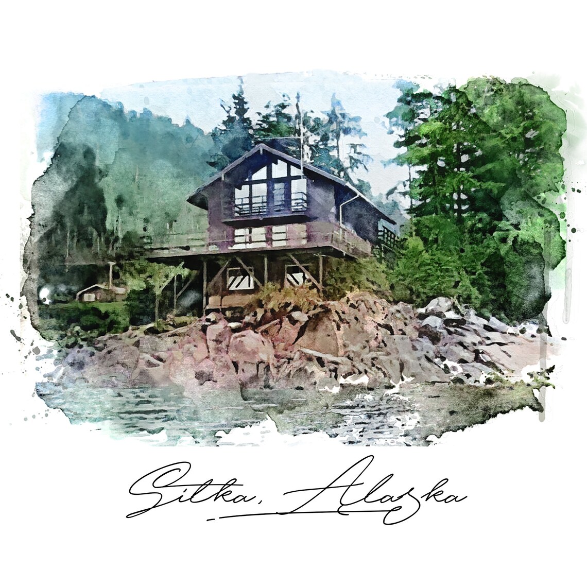 Printable Home Portrait, Personalized Watercolor Realtor Closing Gift ...