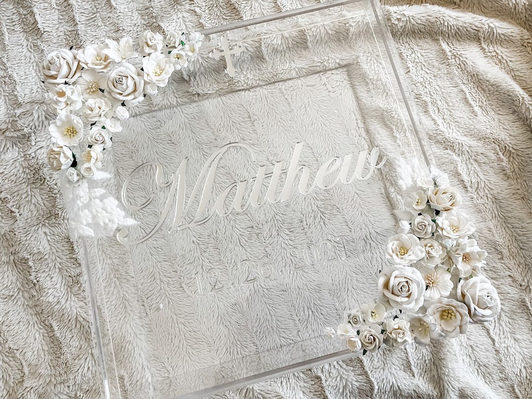 Personalized Floral Acrylic Baptism Keepsake Box - Etsy