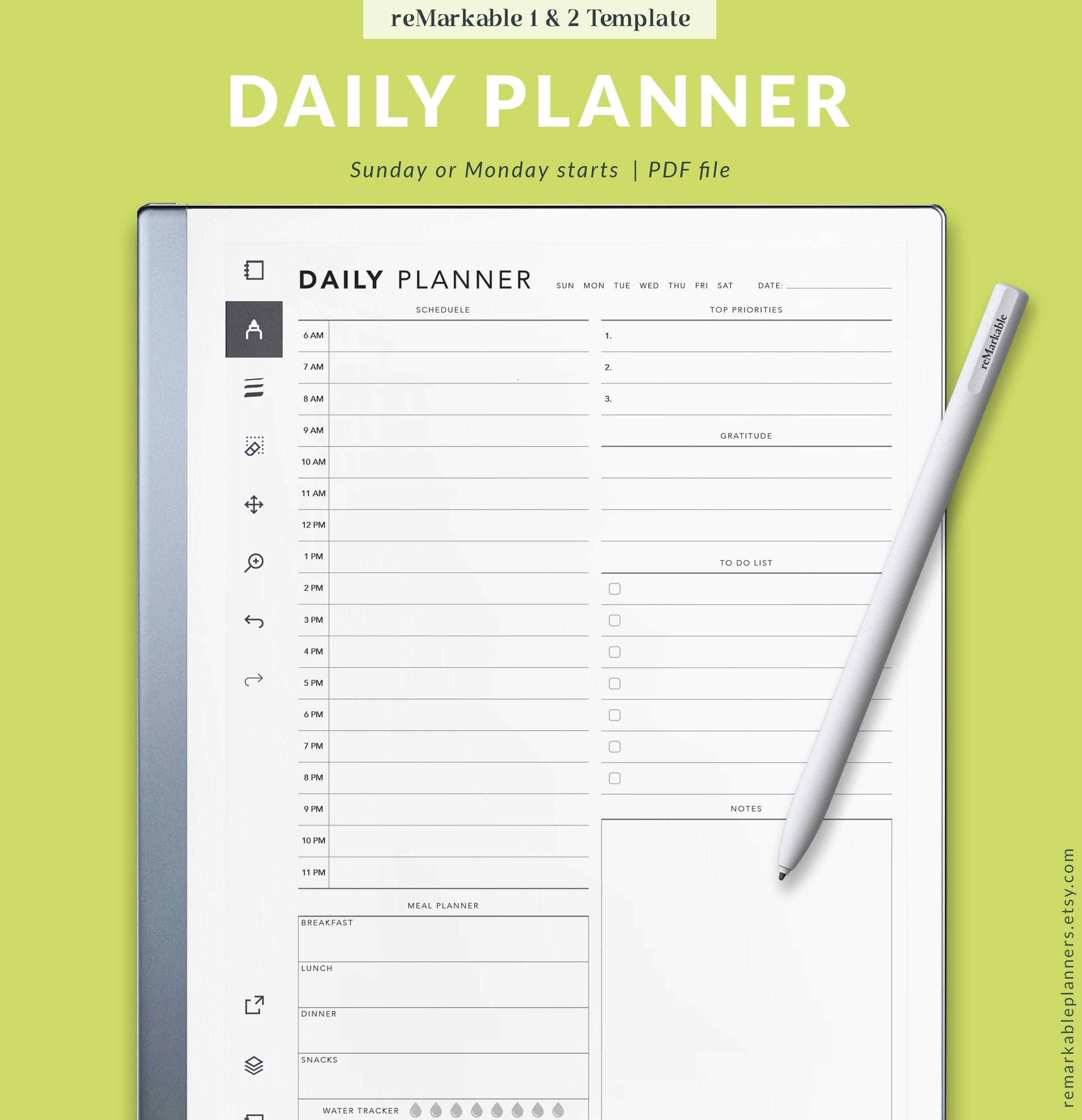 ReMarkable Daily Planner Daily Journal Digital Planner Etsy