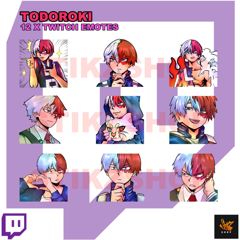 12 X Twitch Emotes Anime Emotes Bnha Mha Fire Ice Man | Etsy Denmark