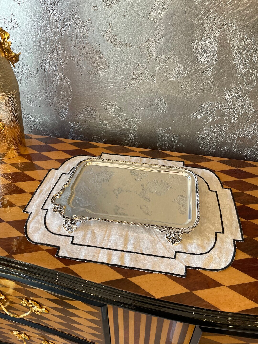 Rectangular Tray, Serving Tray, Coffee Cup Tray, Brass Tray, Decorative ...