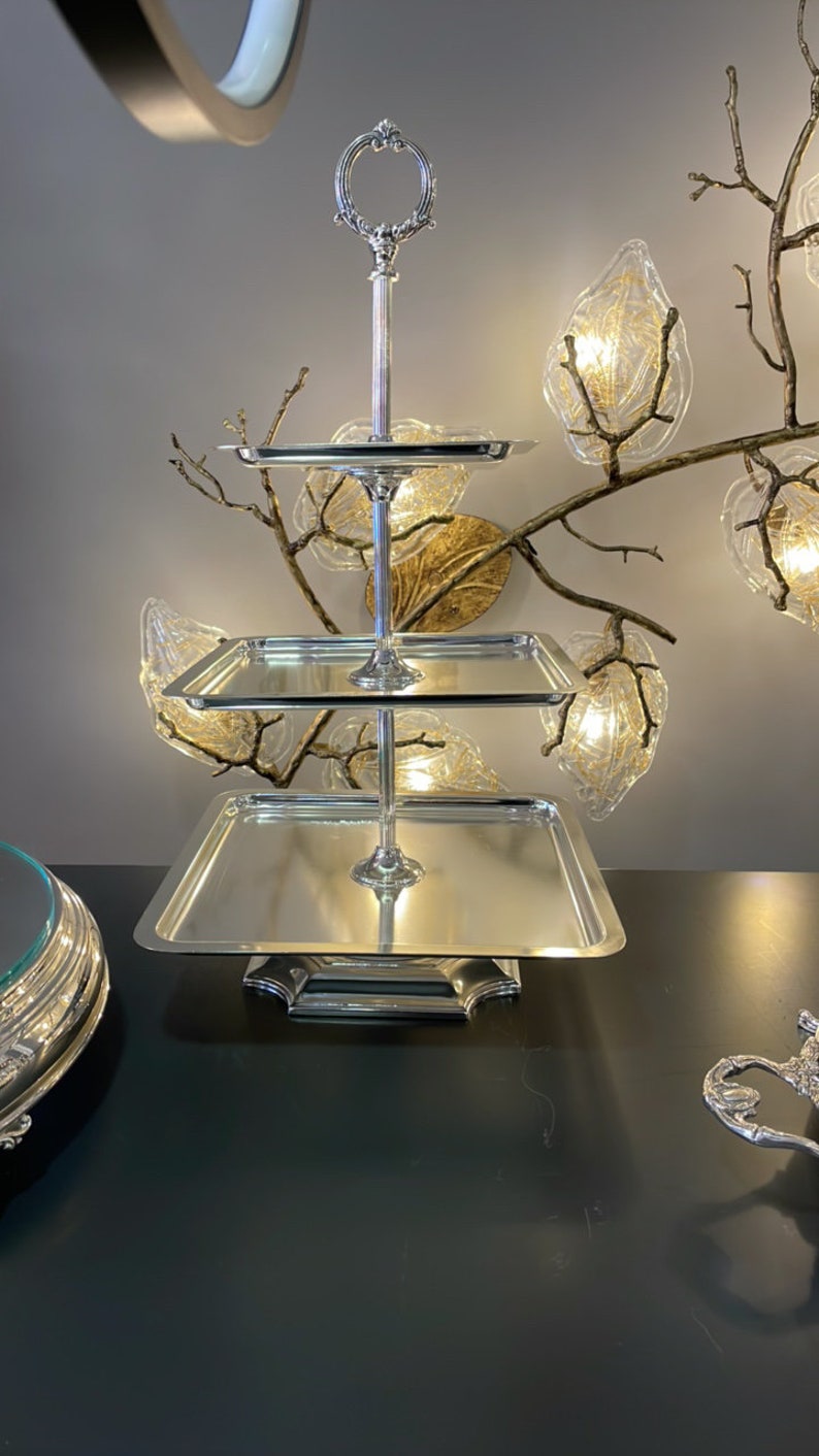 3-tier Tray Stand Square Cake Stand 3-tier Serving Tray - Etsy