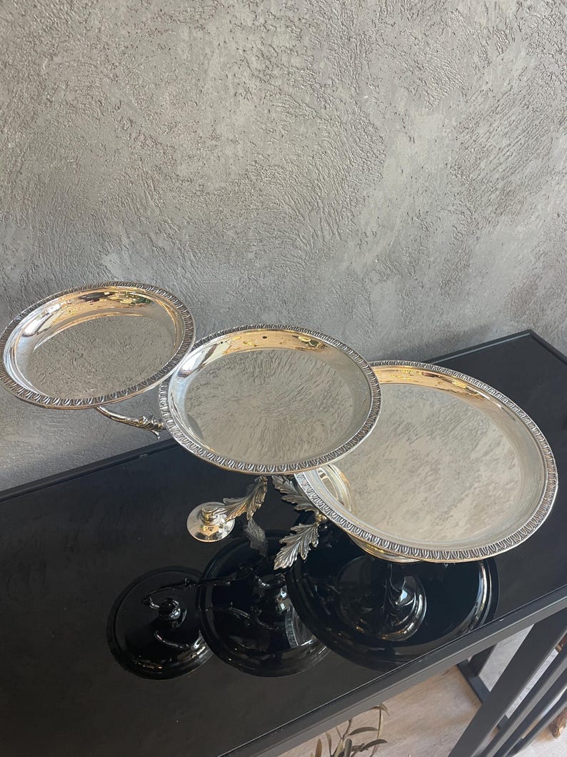 Silver-plated Dessert Stand & Food Presentation Tray - Elegant Round ...
