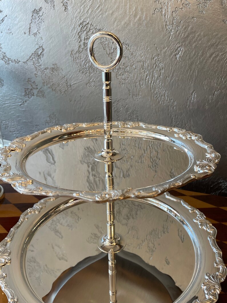 2 Tier Tray Stand , Cake Stand 2 Tier Serving Tray , Tier Stand , Gold ...