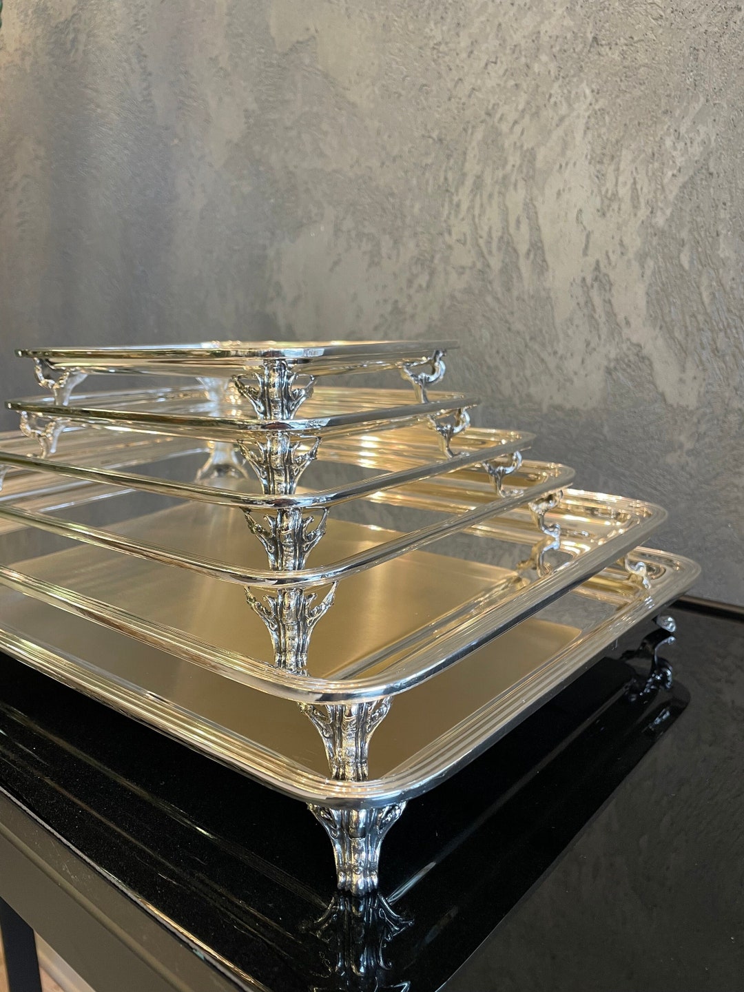 Rectangular Footed Tray, Serving Tray, Coffee Cup Tray, Brass Tray, Tea ...