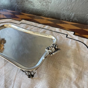 Coffee Cup Tray, Rectangular Silver Tray, Serving Tray, Hand ...