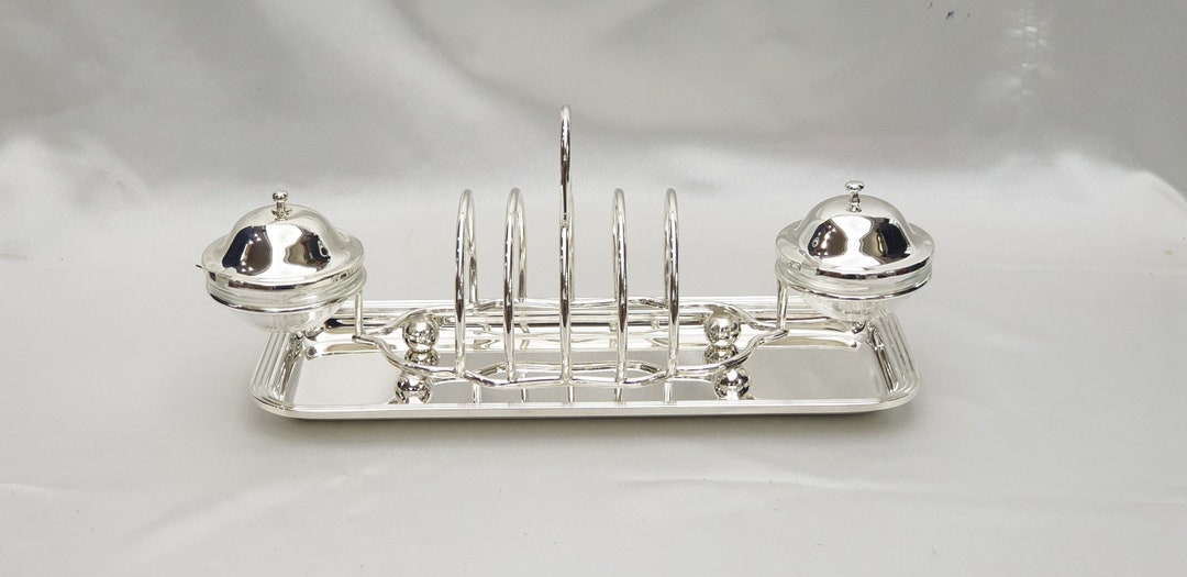 4 Slices of Toast Bread Stand, 2 Compartment Sauce Cups and Rectangular ...