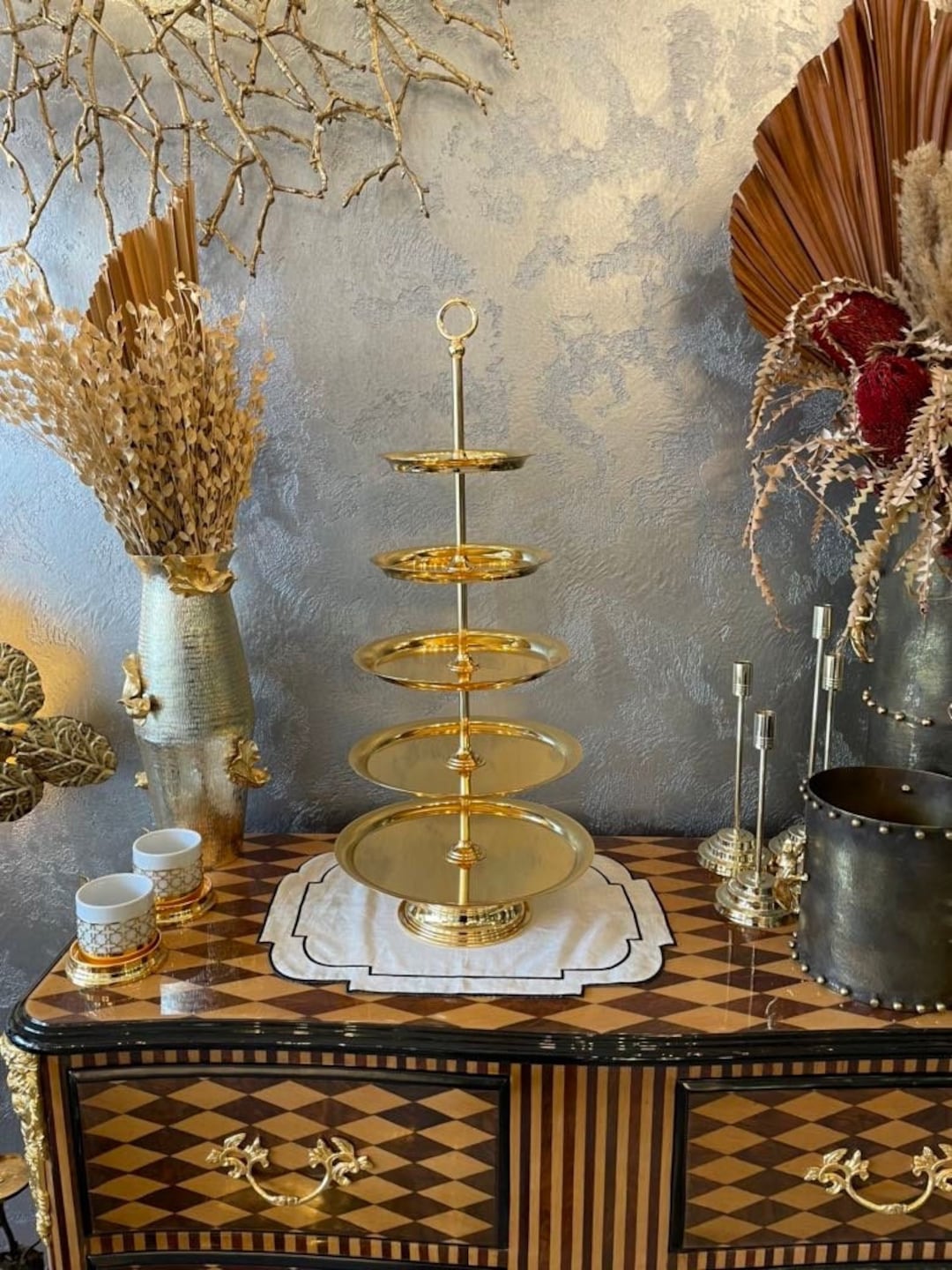 5 Tier Tray Stand | Cake Stand | 5 Tier Serving Tray | Silver Cake ...