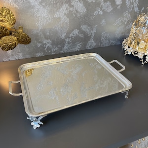 Silver Color Serving Tray 53 X 42 Cm ( 21 X 16.5 Inches ) Made of High ...