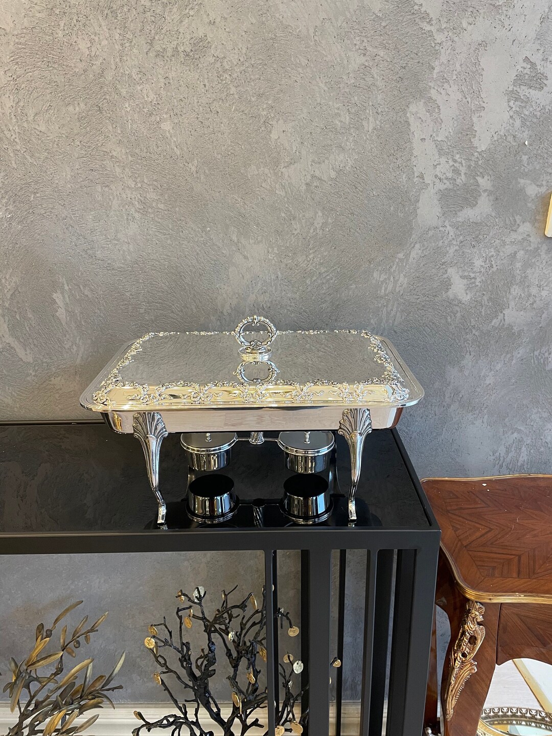 This Silver Plated Food Stand is Made of High Quality Brass Materials ...