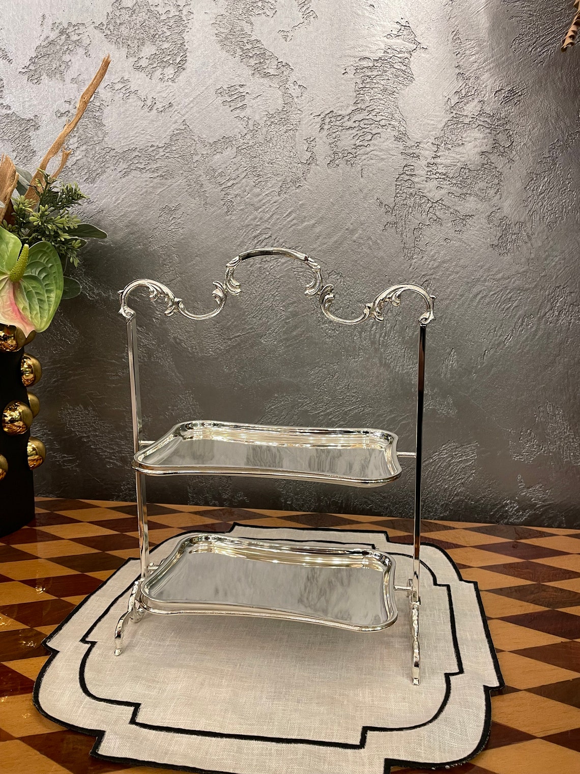 2 Tier Tray Stand Cake Stand 2 Tier Serving Tray Silver | Etsy