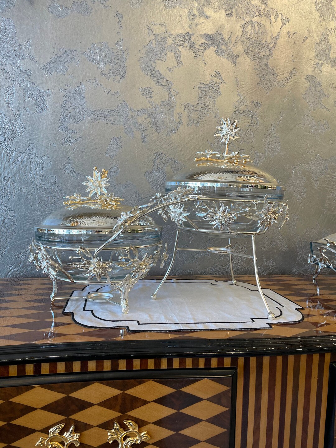 2 Compartment Chafing Food Warmer, Silver Plated Buffet, Gold Buffet ...