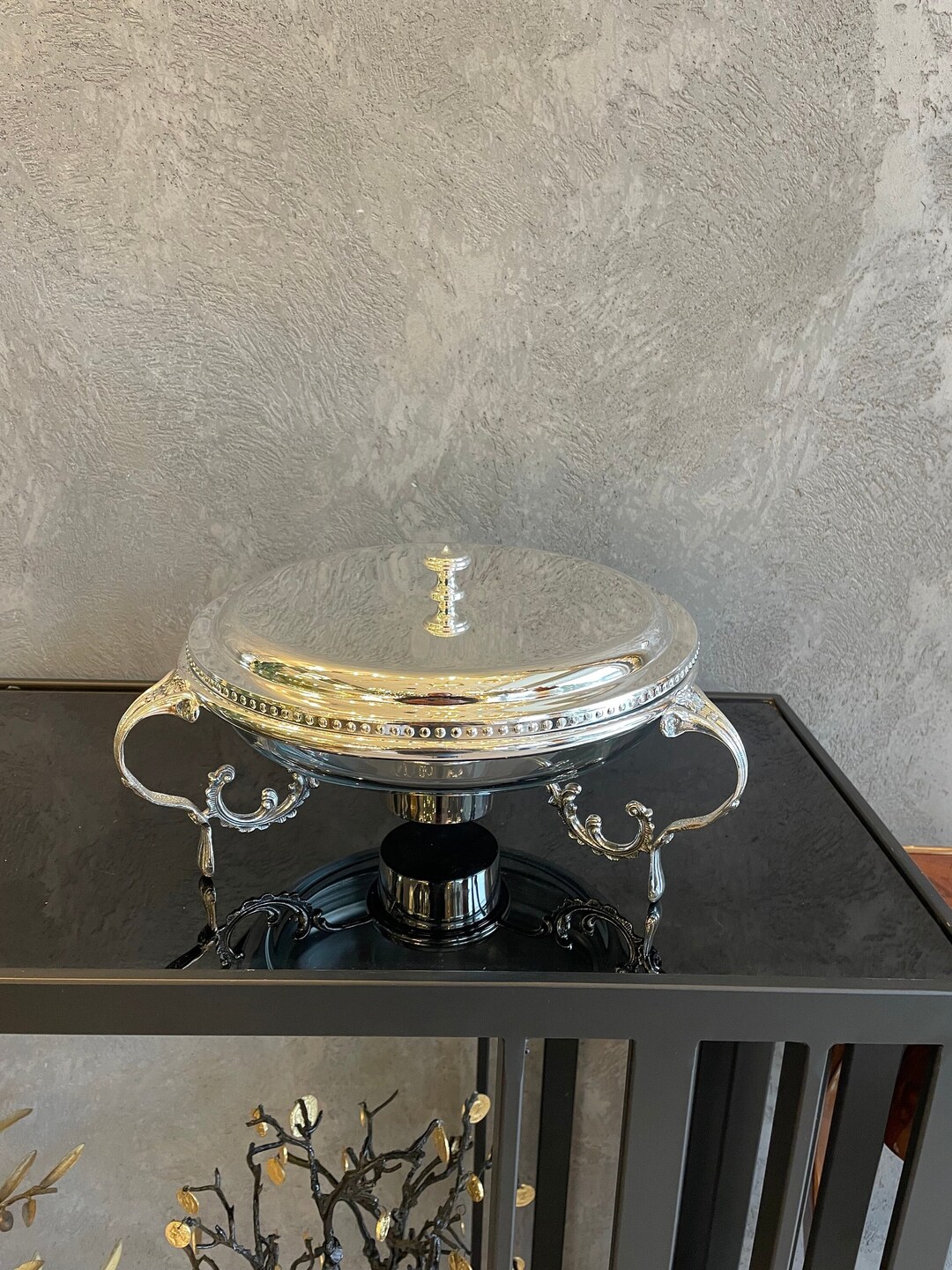 Round Silver Plated Food Serving Bowl . Made With High Quality Brass ...
