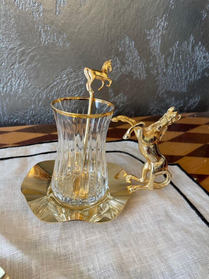 Turkish Arabic Tea Glass Set of 6, Gold, Tea Glasses and Sets Turkish ...