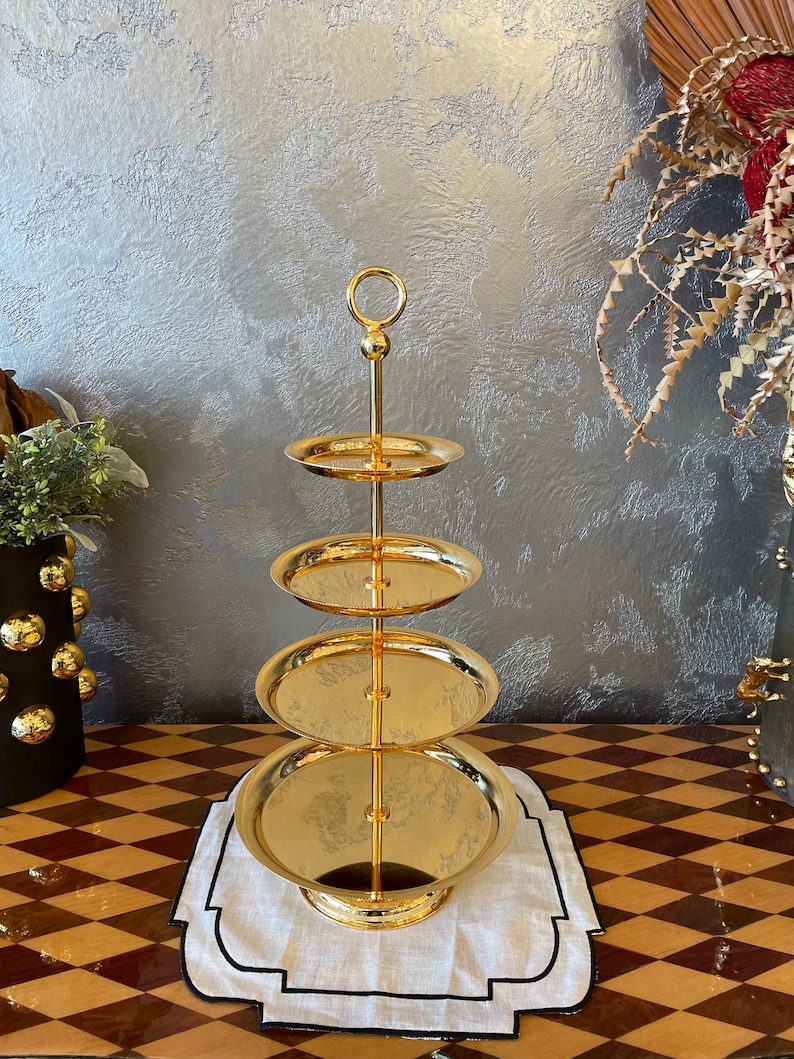 4 Tier Tray Stand | Cake Stand | 4 Tier Serving Tray | Silver Cake ...