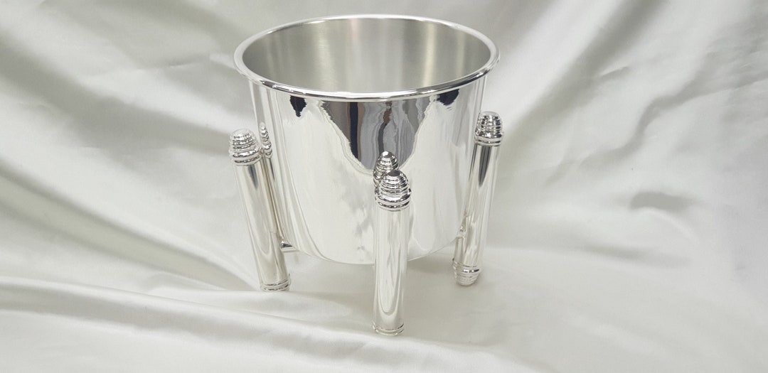 Silver Plated Ice Bucket With Bottom Tray, Lid and Tongs. It is ...