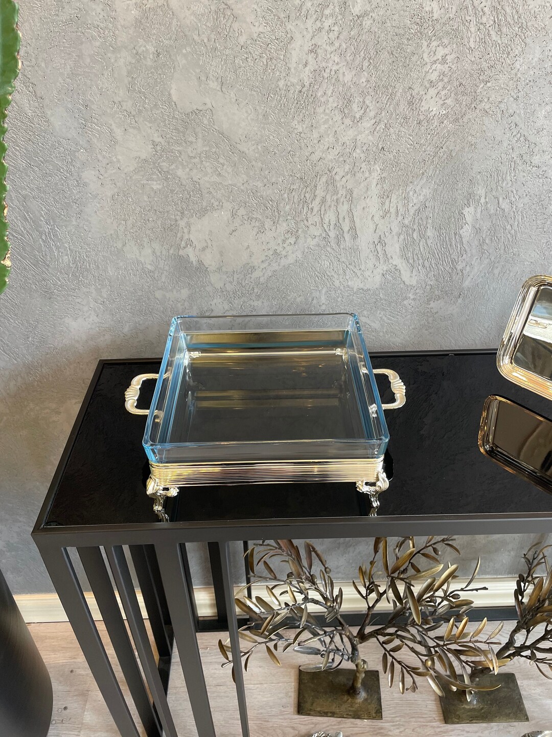 Square Food Service and Presentation Stand in Gold and Silver Colors ...