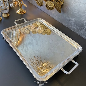 Silver Color Serving Tray 53 X 42 Cm ( 21 X 16.5 Inches ) Made of High ...