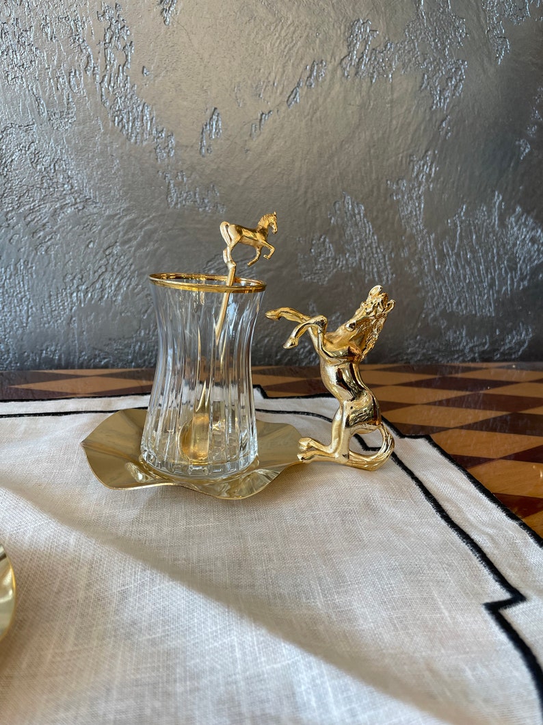 Turkish Arabic Tea Glass Set of 6, Gold, Tea Glasses and Sets Turkish ...