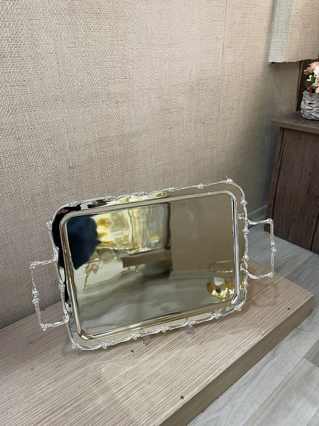 Rectangular Tray, Serving Tray, Coffee Cup Tray, Brass Tray, Decorative ...