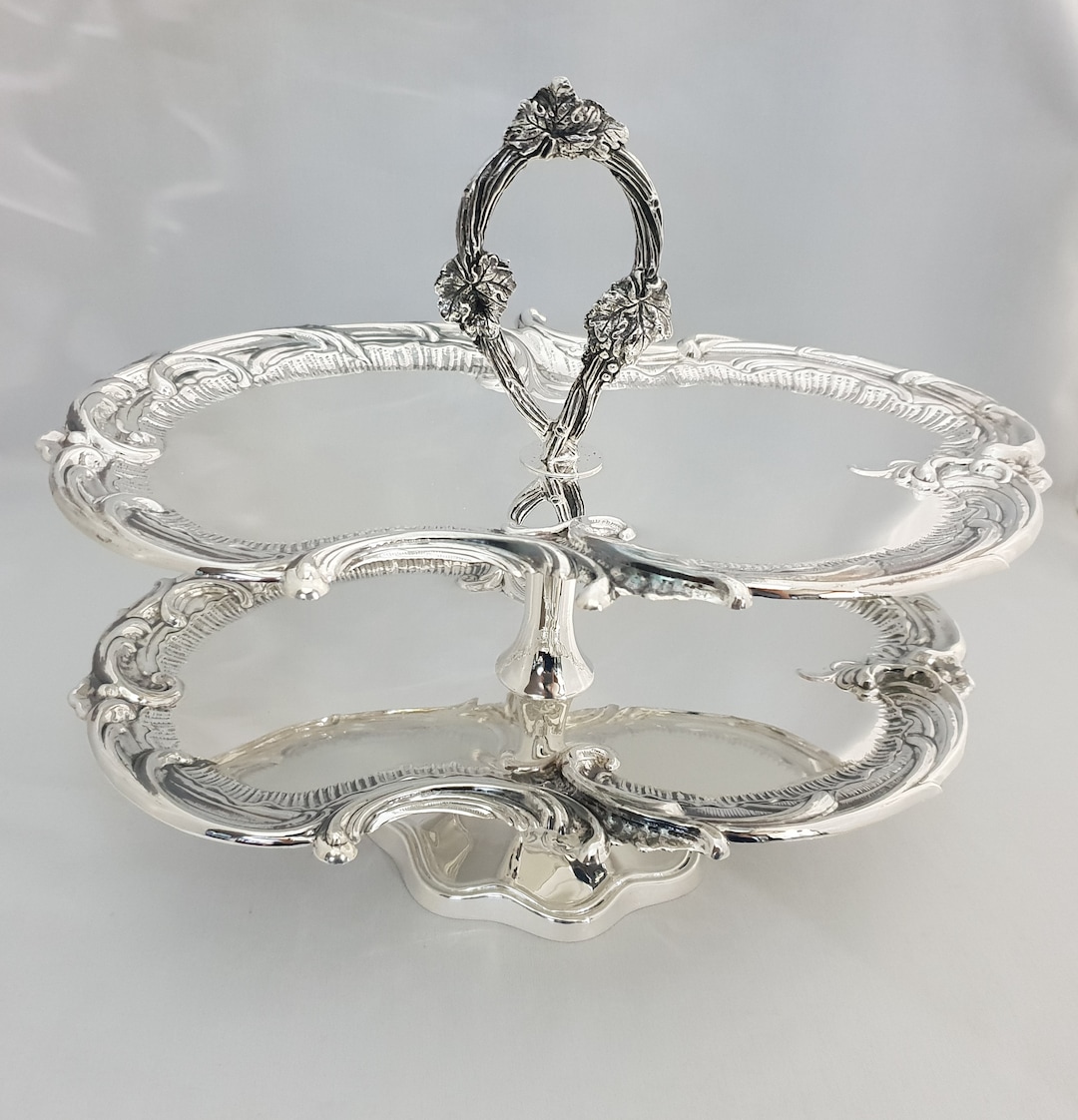2-tier Cookie Stand, Cake Stand, Silver Plated Treats. Made With High ...