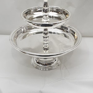 2 Tier Tray Stand | Cake Stand | 2 Tier Serving Tray | Silver Cake ...