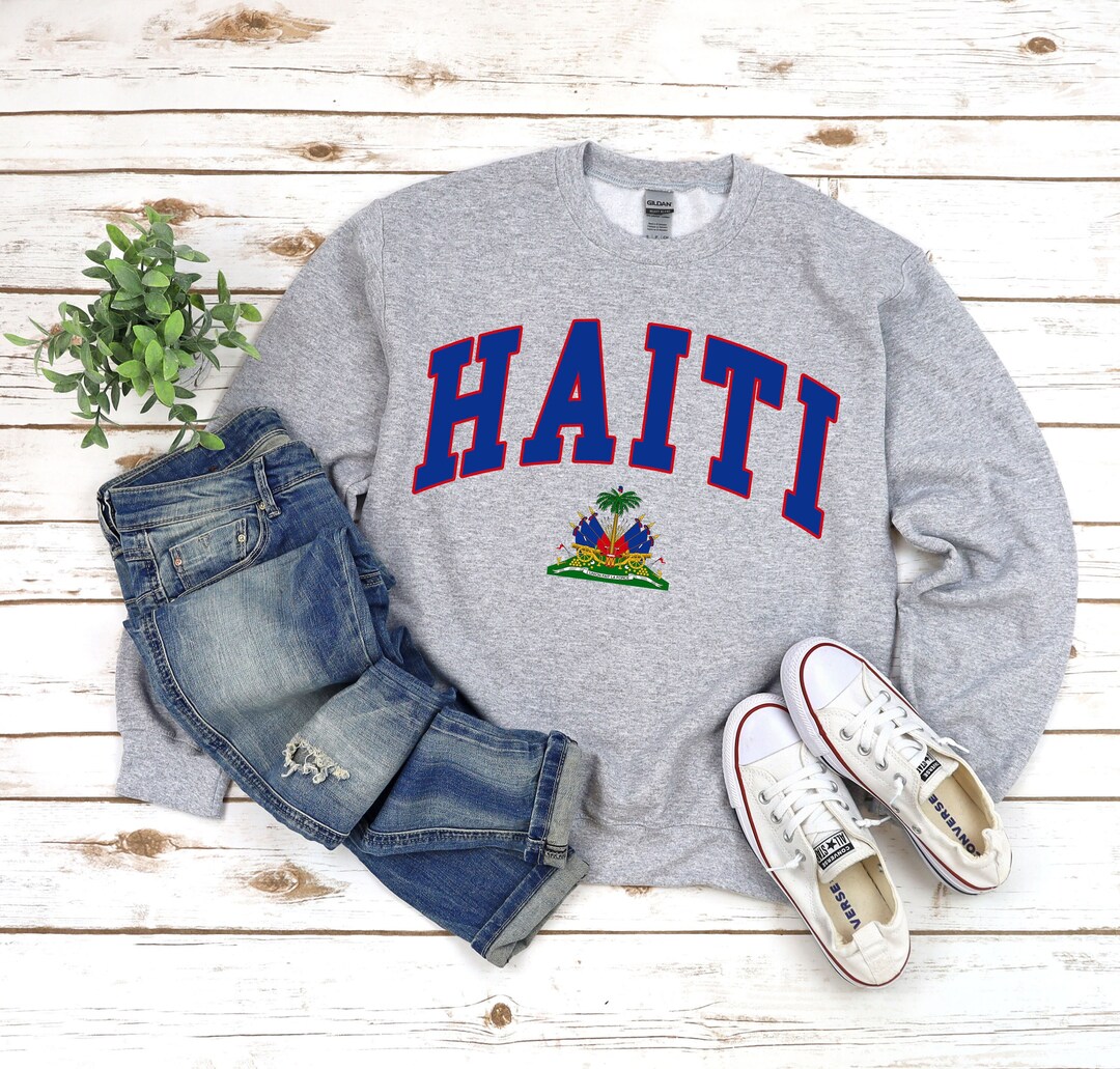 Haiti Sweatshirt, Coat of Arms of Haitian Sweater, Cozy Crewneck Unisex ...