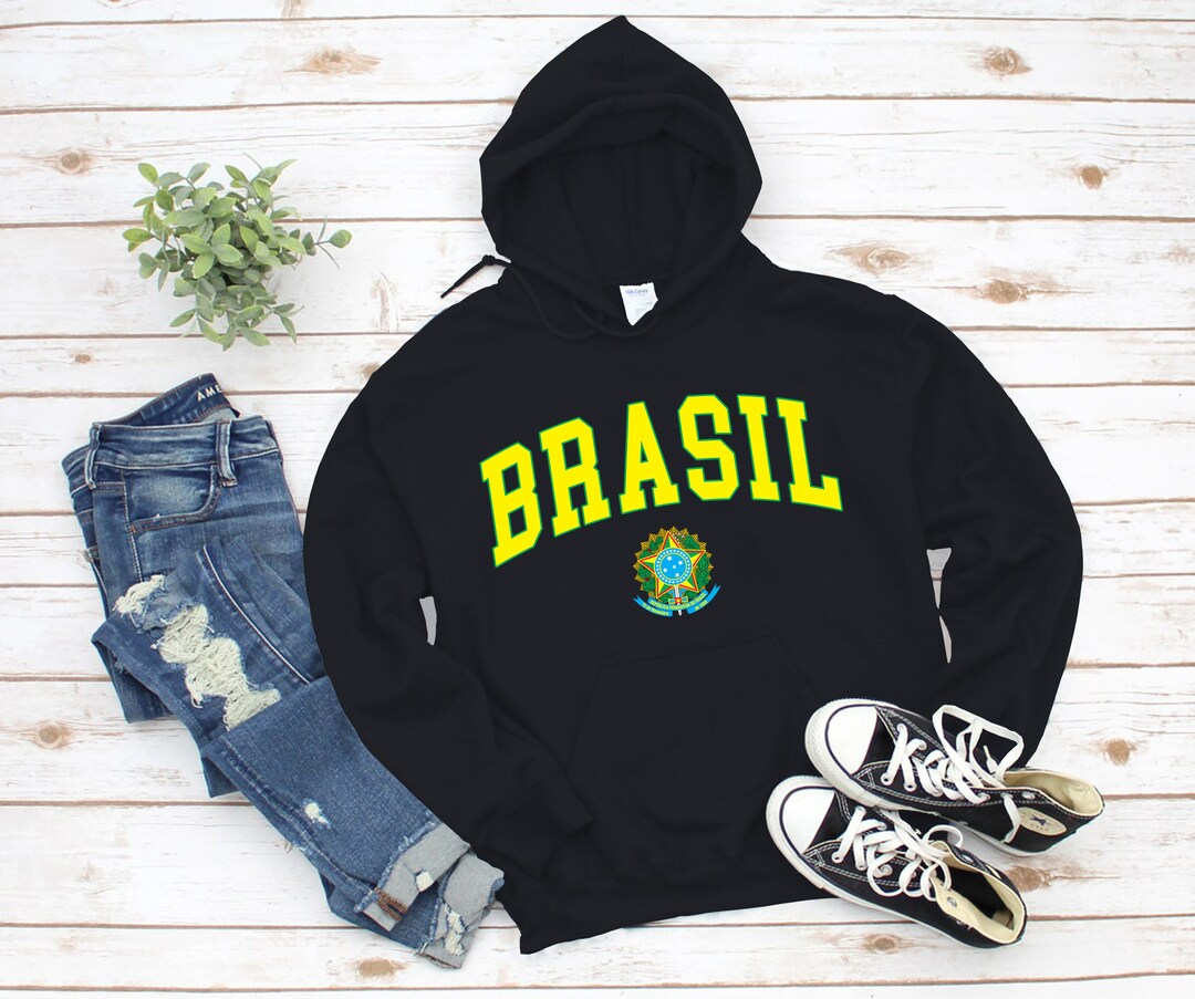 Brasil Hoodie, Coat of Arms of Brazil Sweatshirt, Cozy Pullover Unisex ...