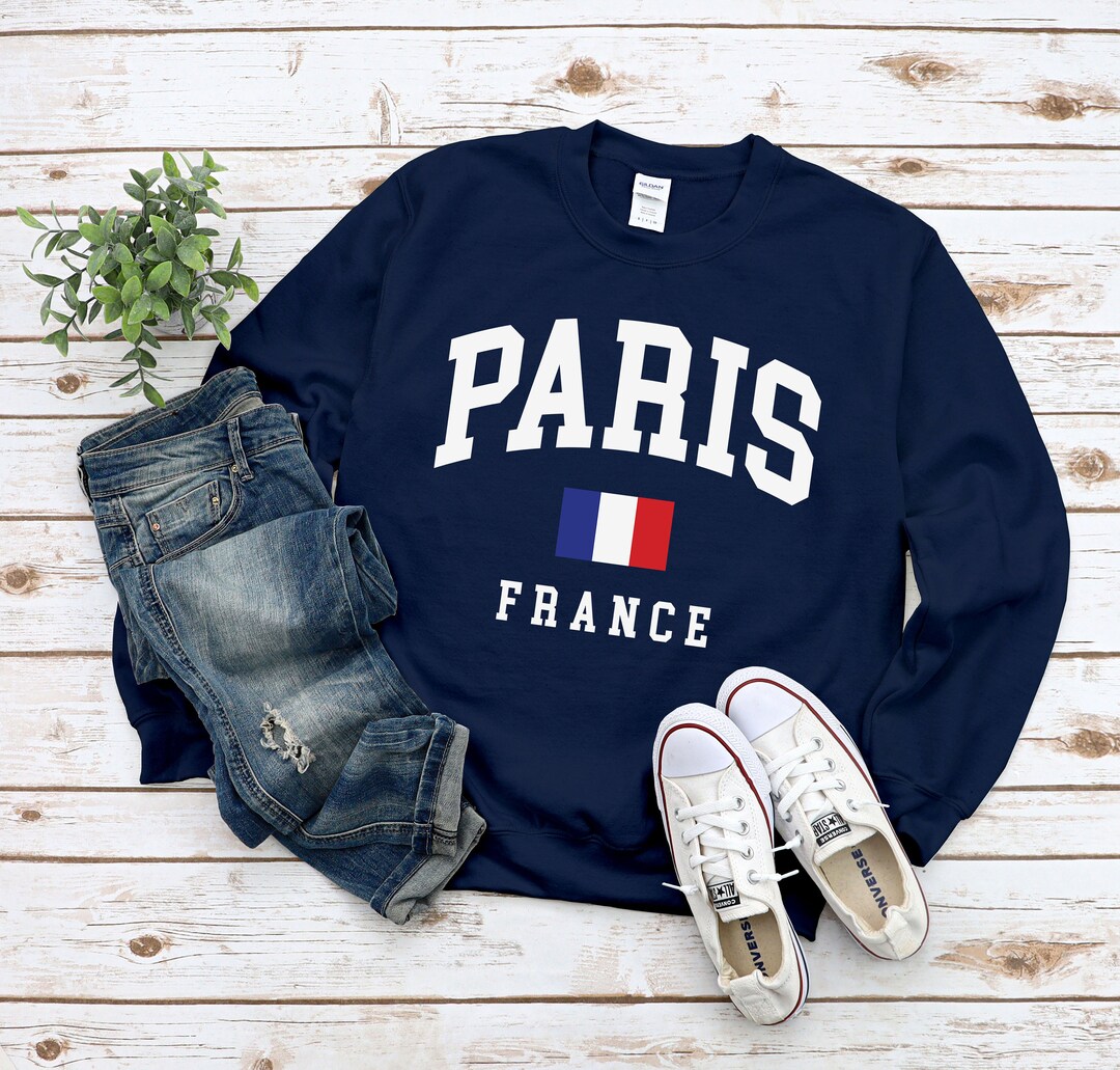 Paris Sweatshirt, Country Flag Logo France Sweater, Cozy Paris Crewneck ...