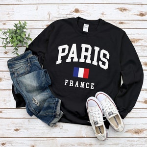 Paris Sweatshirt, Country Flag Logo France Sweater, Cozy Paris Crewneck ...