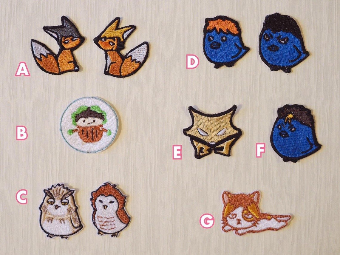 Anime 7 Characters Embroidery Zipper Pouch Animal Owls Fox Tree Cat ...